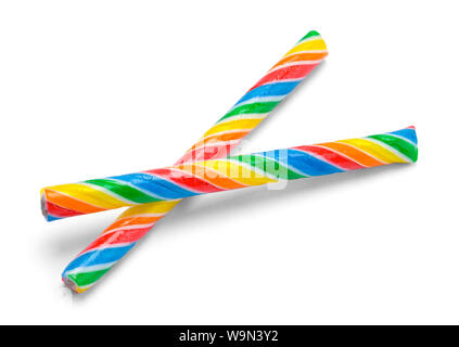 Two colorful candy sticks canes bent on top which together form the ...