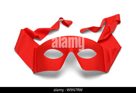 Red Fabric Hero Mask Isolated on White Stock Photo - Alamy