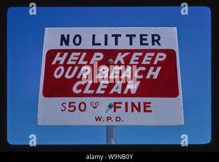 Beach litter rule sign, Wildwood, New Jersey; ca. 1978 Stock Photo - Alamy