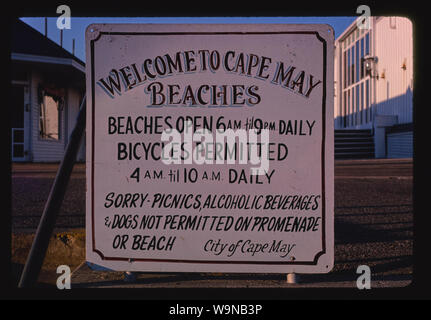 Beach rules, Cape May, New Jersey; ca. 1978 Stock Photo - Alamy
