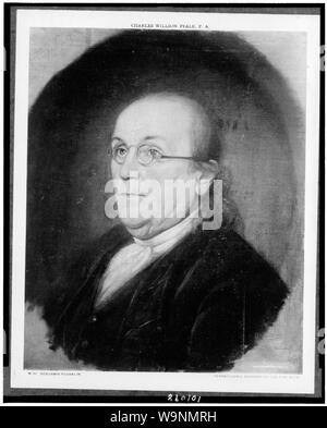 Benjamin Franklin, American scientist, inventor and statesman, shown ...