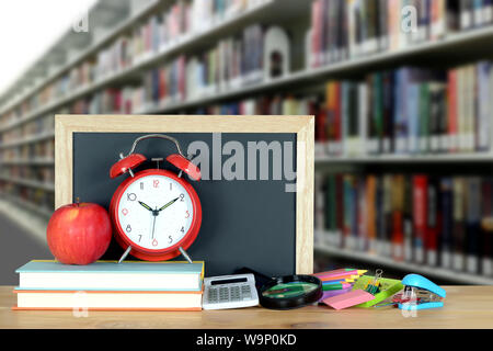 composition of library with book and accessory for education concept ...