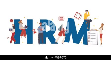 HRM Human Resource Management icon, label badge. Vector stock ...