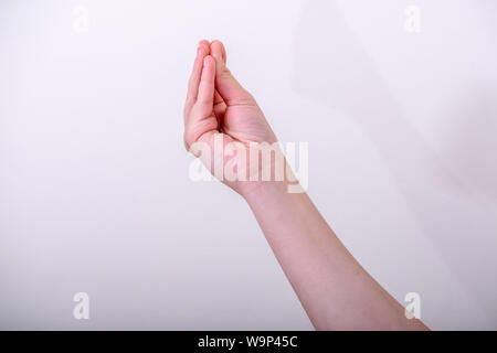 Woman gesturing typical Italian hand gesture, this gesture meaning ...