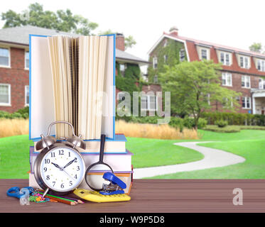 Spring season and college campus and books for education concept Stock ...