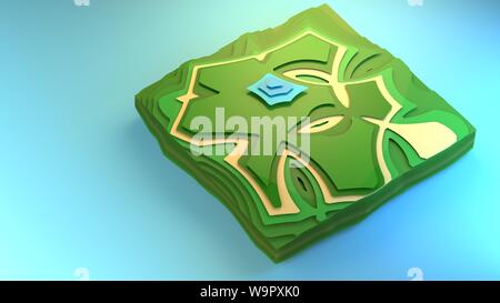 3d rendering fly over diagram view of environment stylised graphic ...