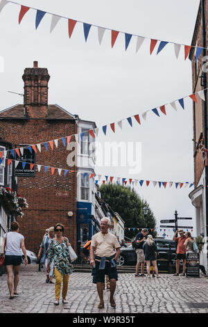 Lymington, UK - July 14, 2019: Directionals signs on a street in ...