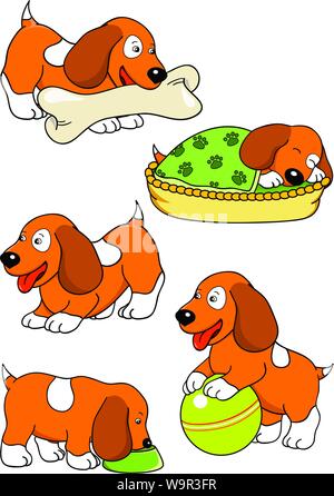 Cute spaniel dog is sleeping. A pet is a friend. Little cheerful puppy ...