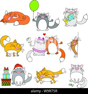 nine cute cats Stock Vector Image & Art - Alamy