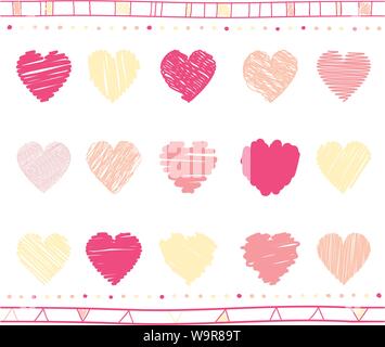 Scribbled heart with hand painted with ink heart isolated on white ...