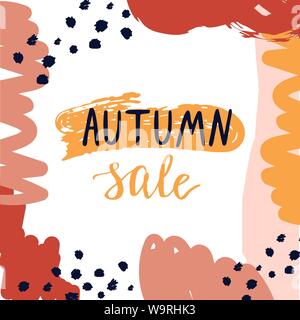 Abstract Vector Illustration Autumn Sale Background with Falling Autumn ...