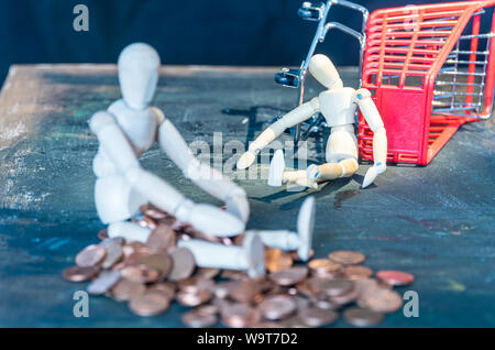 An interesting mockup. Scattered coins. A symbol of consumerism and ...