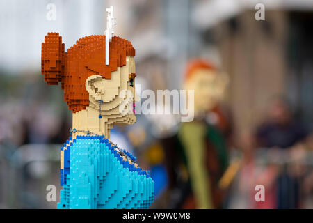 LEGO mystical creatures at Mermaid Quay in Cardiff Bay, Wales, UK Stock ...