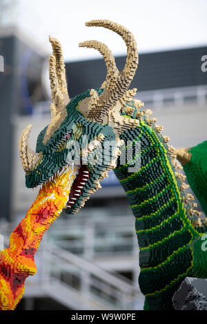 LEGO mystical creatures at Mermaid Quay in Cardiff Bay, Wales, UK Stock ...