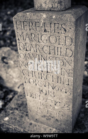 The grave of Marigold Churchill (1918-1921), youngest daughter of Sir ...