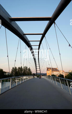 A view of the three countries bridge which links the towns of Huningue ...