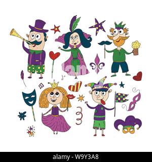 Mardi Gras Jester Girl Isolated Coloring Page Stock Vector Image & Art ...