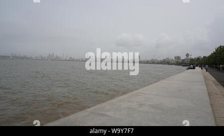 Marine drive, panoramic view of Mumbai city with Arabian Sea with ...