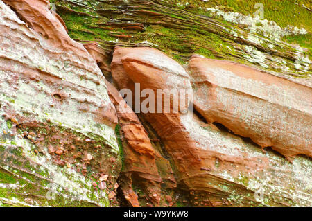 Altschlossfelsen rock in Dahn Rockland in autumn, Germany Stock Photo ...