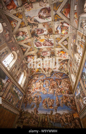 "Sistine Chapel" ceiling frescos painted by Michelangelo Vatican Museum Musei Vaticani Rome ...