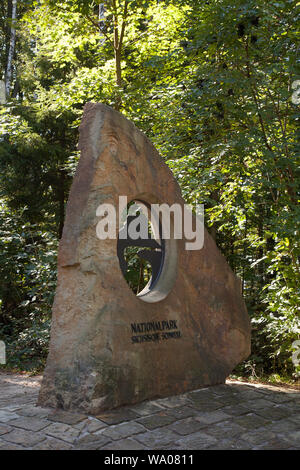 Stone on the rise to the bastion with lettering Saxon Switzerland ...