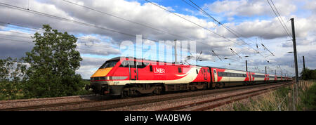 An LNER Rail Class 91 DVT train hauling passengers Stock Photo - Alamy