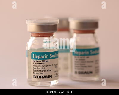 Heparin Sodium vials , anticoagulant medication Stock Photo - Alamy