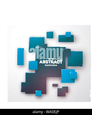 Squares geometric object in light 3d space, abstract background ...