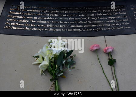 Plaque commemorating the Peterloo Massacre in St Peter's Fields now ...