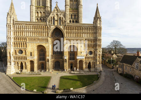 The west front of Lincoln Cathedral is famous for its 12th century ...
