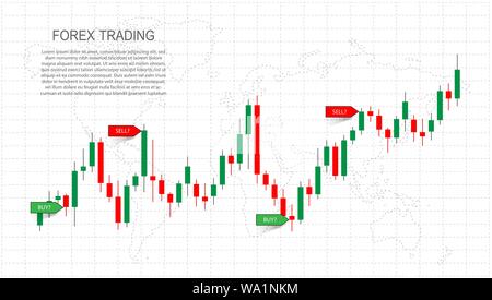 Graphic banner of trading companies. Financial candlestick chart (graph ...