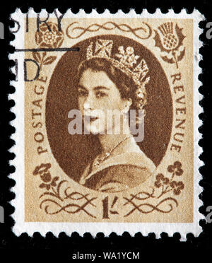 Queen Elizabeth II, Wilding series, Scotland, postage stamp, UK, 1966 ...