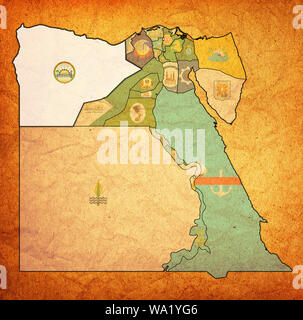 Matrouh territory and flag on map of administrative divisions of egypt ...