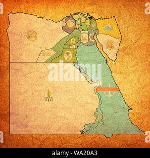 Asyut territory and flag on map of administrative divisions of egypt ...