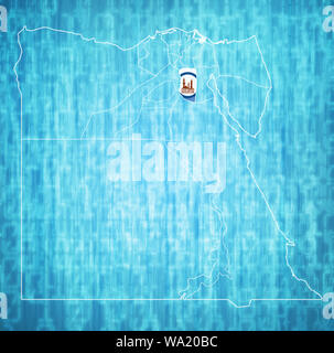 Cairo territory and flag on map of administrative divisions of egypt ...