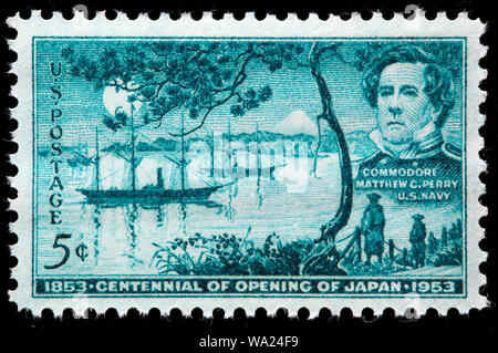 Opening up of Japan. US Navy Commodore Matthew Perry (1794-1858 ...