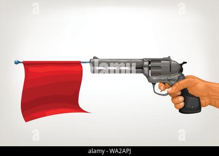 Pistol with bang flag icon, cartoon style Stock Vector Image & Art - Alamy