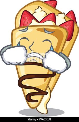 Pancake character with crying and tears emotion, sad face, depressive ...