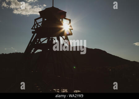 Old Fire Tower (Guardian of the Gulch) silhouette, Helena, Montana ...