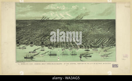 Detroit. Birds eye view--showing about three miles square--of the ...