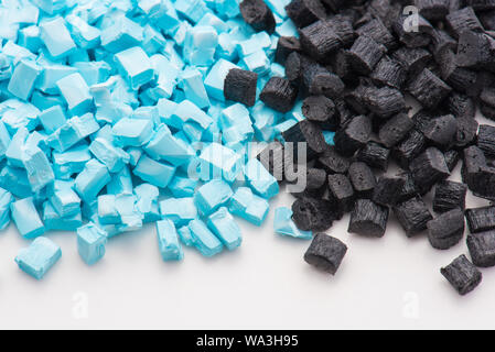 dyed plastic polymer resind granulates in laboratory Stock Photo - Alamy