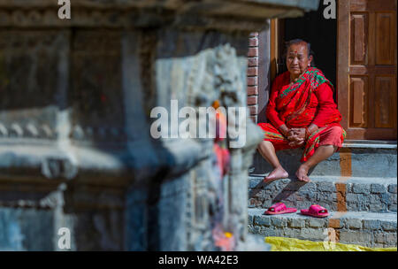 November 2017. Woman in Nepal spinning wool. She is a member of the ...