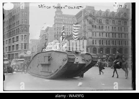 British tank on 5th Ave., Photograph shows the British Mark IV Tank ...