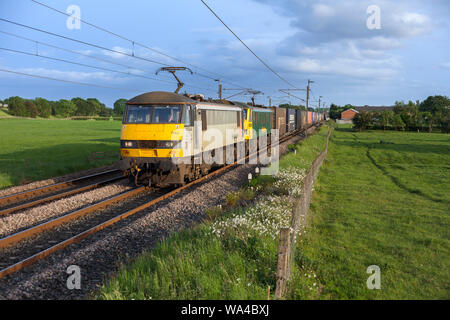 2 Freightliner class 90 electric locomotives on the west coast main ...