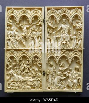 Diptych with the Nativity of Jesus, the Adoration of the Magi, the Crucifixion, and the Last ...