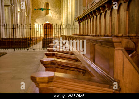 Church pews in monastery in Prolet, Spain Stock Photo - Alamy