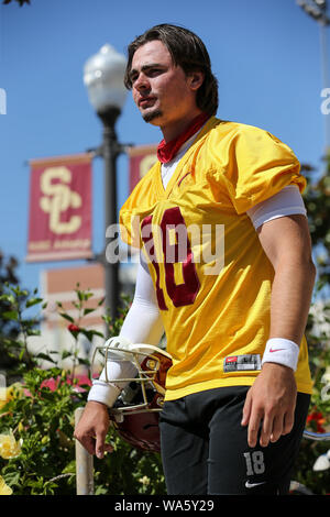 USC Trojans quarterback JT Daniels (18) warms up during the USC Trojans ...