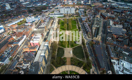 aerial view of Hull city centre, Marina, Tidal Barrier, The Deep ...