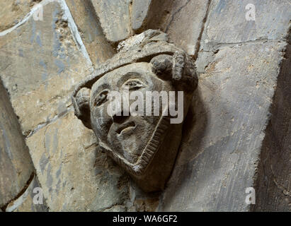 A carved corbel stone in All Saints Church, Allesley, West Midlands ...