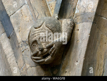 A carved corbel head in All Saints Church, Middleton Cheney ...